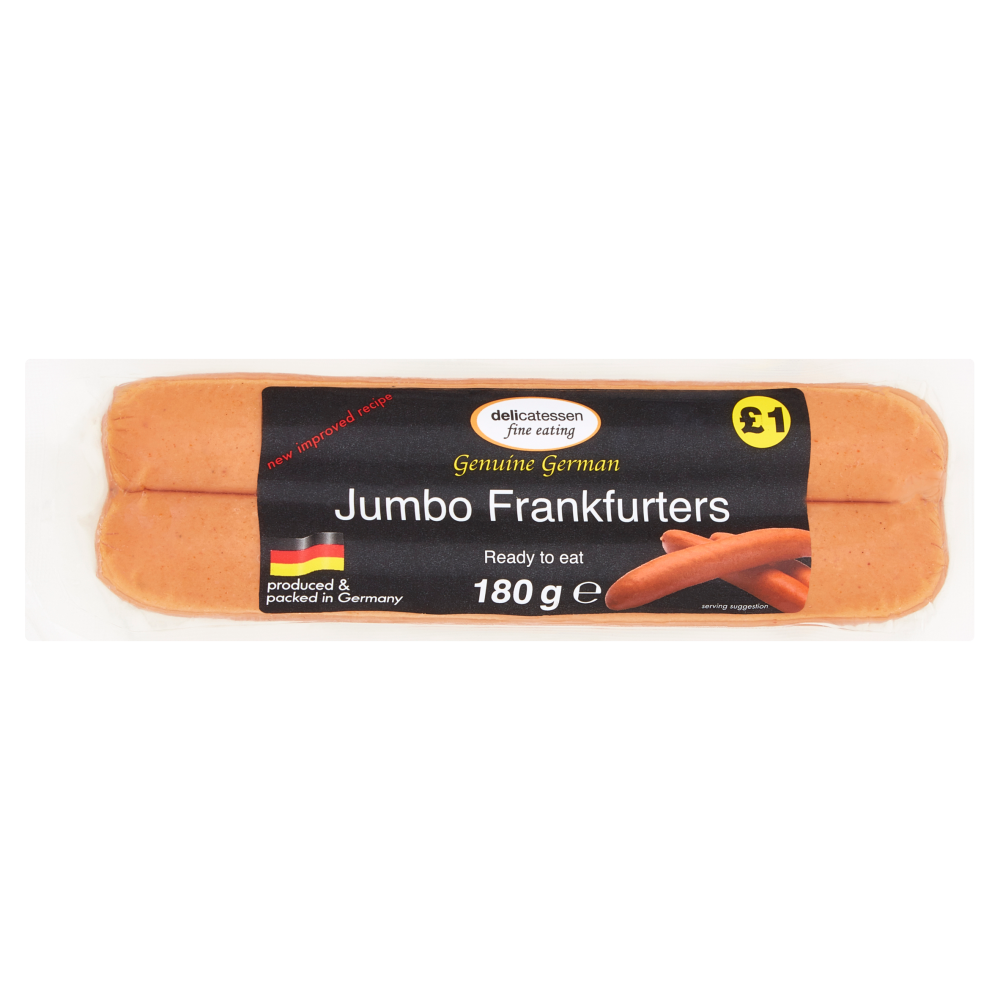 Delicatessen Frankfurters PM £1 - Jumbo 2s 180g | CN Foods